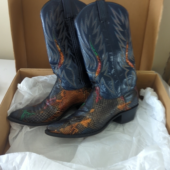 Shoes | Rare Dan Post Womens Western Python Rainbow Cowboy Boots Size 9 ...